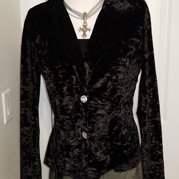 Bejeweled | Jackets & Coats | Rhinestone Buttons Velvet S Blazer Jacket ...